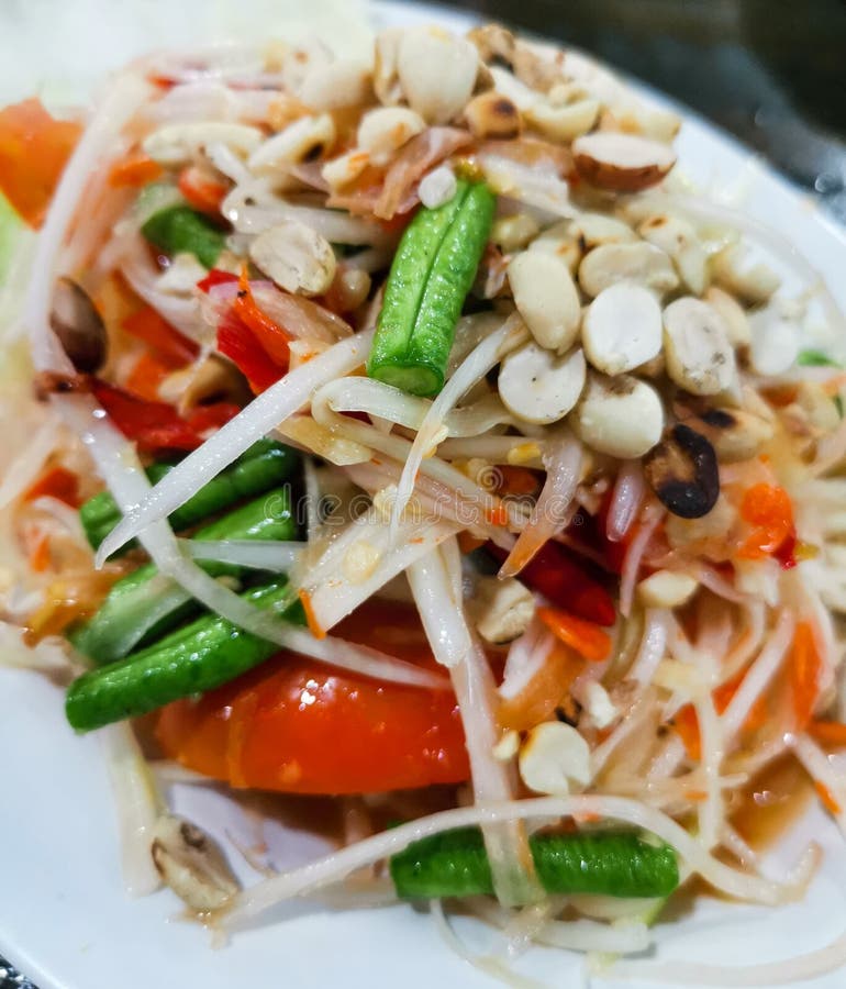 Som Tum salad stock image. Image of chili, cuisine, food - 344019521