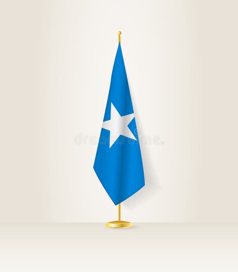 Somalia Flag on a Flag Stand Stock Vector - Illustration of star ...