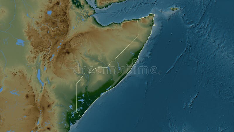 Somalia Mainland Outlined. Physical Stock Illustration - Illustration ...