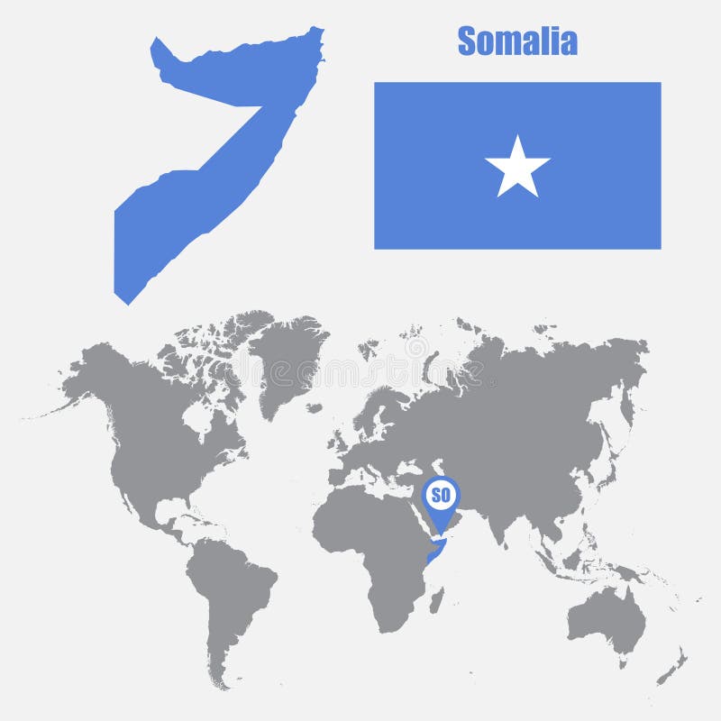 Somalia Map on a World Map with Flag and Map Pointer. Vector ...