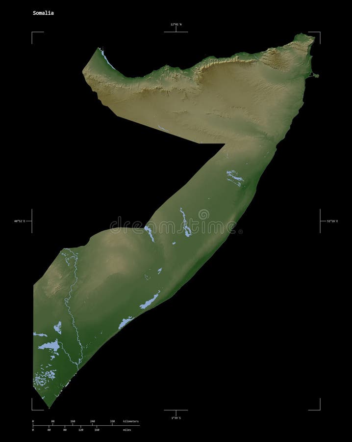 Somalia Shape on Black. Pale Stock Illustration - Illustration of ...