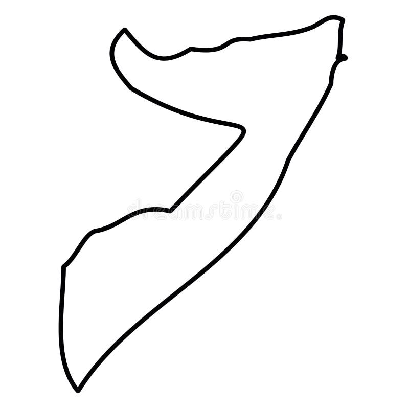 Somalia - Solid Black Outline Border Map of Country Area. Simple Flat ...