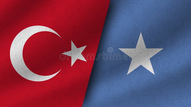 Somalia and Turkey Realistic Two Flags Together Stock Illustration ...