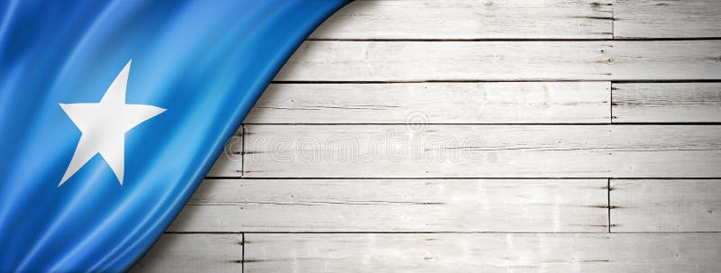 Somalian Flag on Old White Wall Banner Stock Photo - Image of blue ...