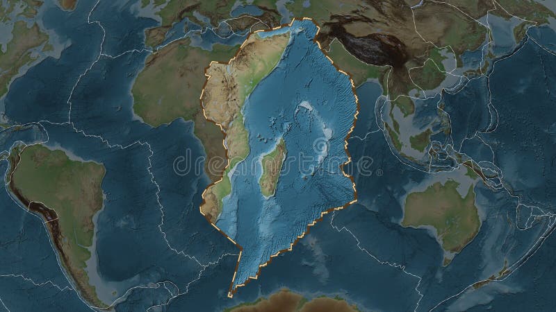 Somalian Plate Extracted. Fahey. Topografic Stock Illustration ...