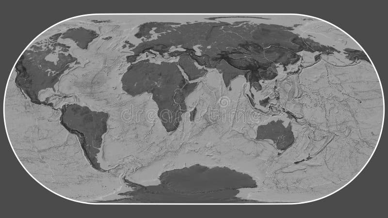 Somalian Plate - Global Map. Eckert III. Bilevel Stock Illustration ...