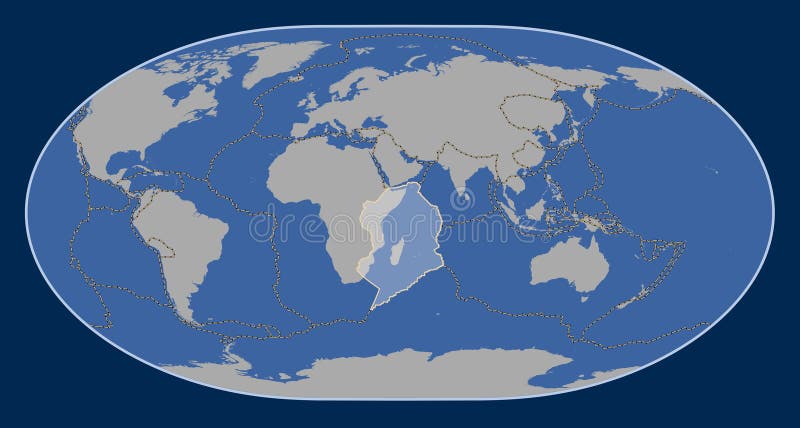 Somalian Tectonic Plate. Contour. Loximuthal. Boundaries Stock ...