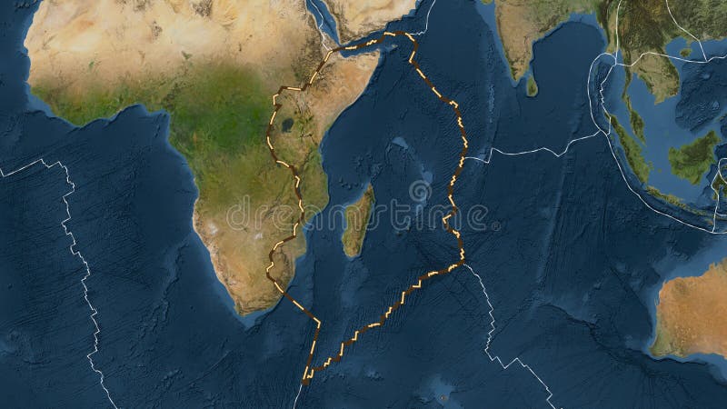 Somalian Plate Dashed. Fahey. Satellite Stock Illustration ...