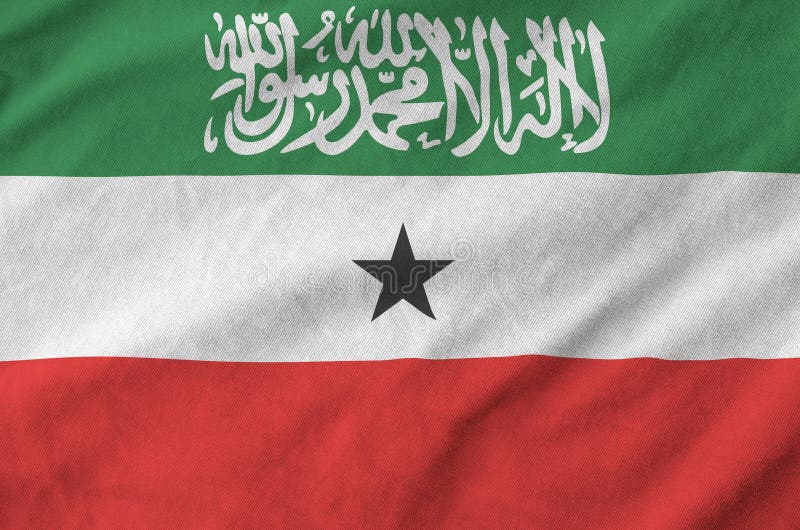 Somaliland Flag Depicted on Folded Wavy Fabric of Old Cloth Stock ...