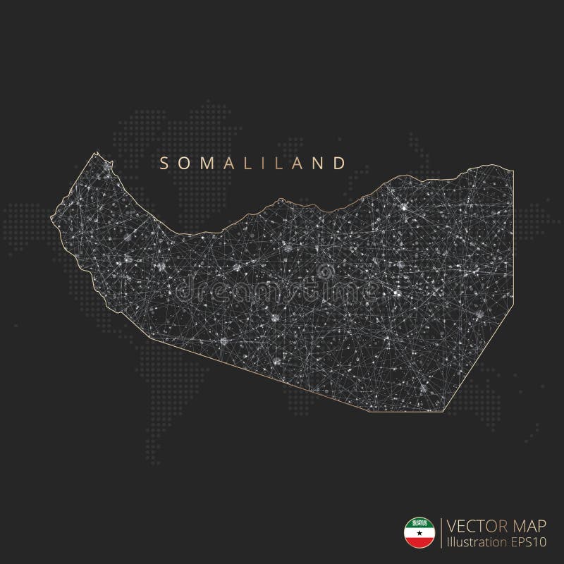 Somaliland Map Abstract Geometric Mesh Polygonal Light Concept with ...