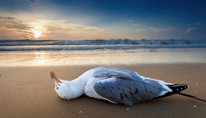 Dead Seagull on Beach a Melancholic Scene Showcasing the Stark Beauty ...