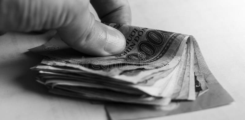 Some Bank Notes Inside Your Fingers Stock Photo - Image of hold ...
