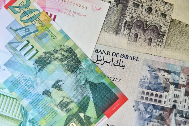 Some banknotes from Israel stock image. Image of currency - 293207485