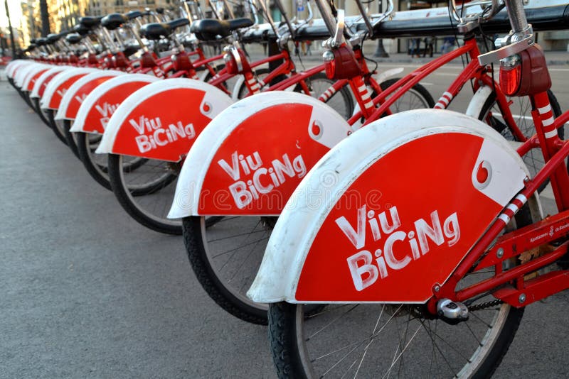 Some Bicycles of the Bicing Service in Barcelona, Spain Editorial ...