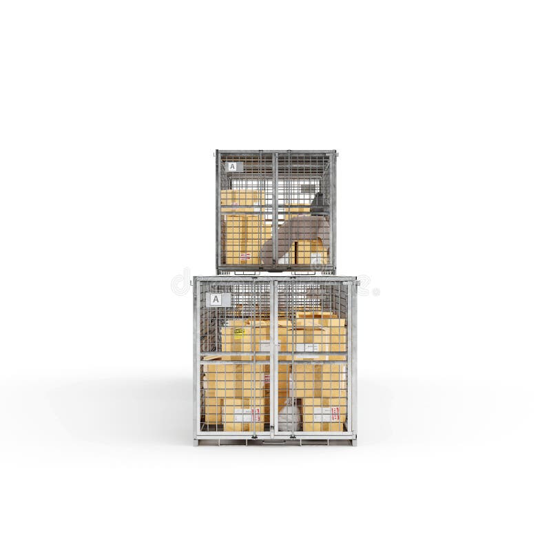 Blue Containers Stacked for Shipping Isolated on White Stock ...