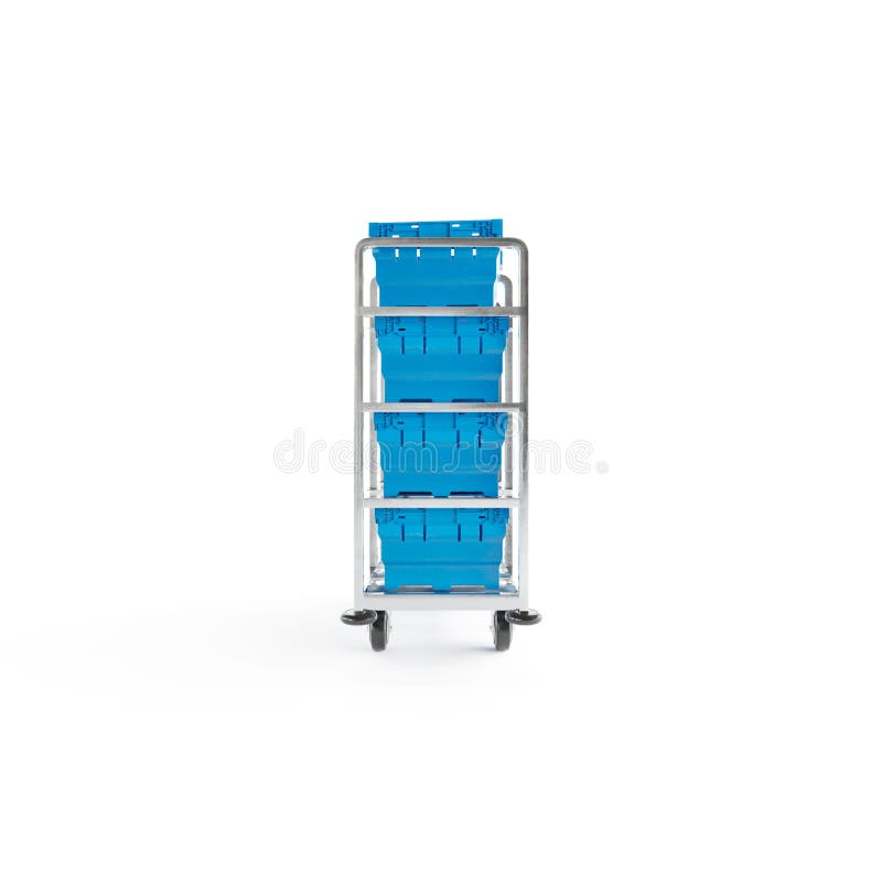 Blue Containers Stacked on a Transportation Cart Stock Illustration ...