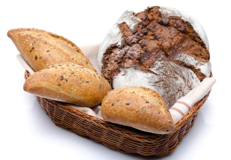 Some breads in a basket stock image. Image of meal, breadbasket - 39608505