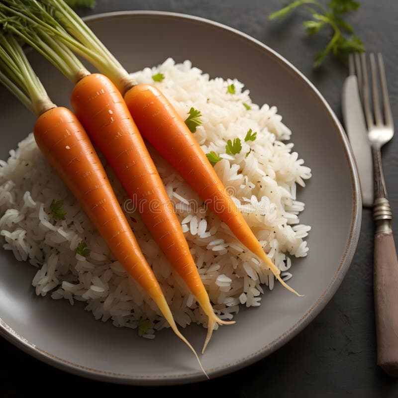 Some Carrots with Rice Food Dish Lunch or Dinner Stock Illustration ...