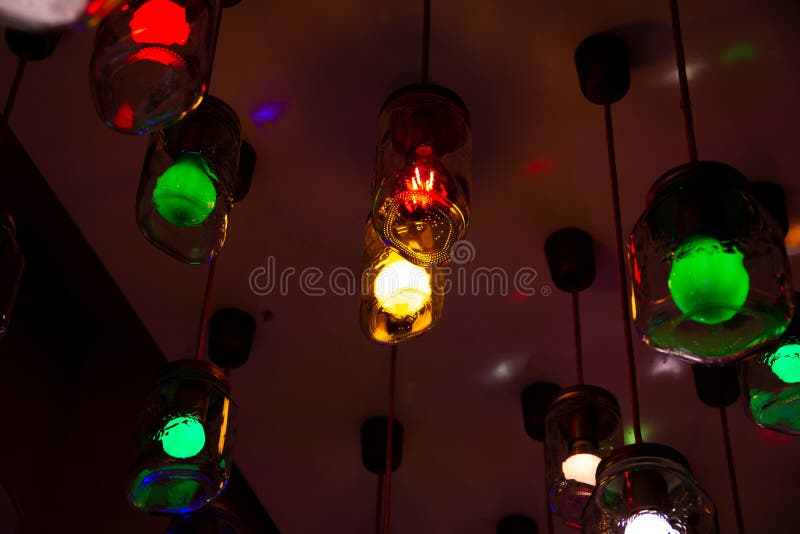 Light Bulbs in a Circus Tent Like Setting Stock Image - Image of event ...