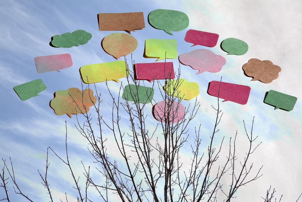 Some Comic Balloons and Branches Stock Photo - Image of world, message ...