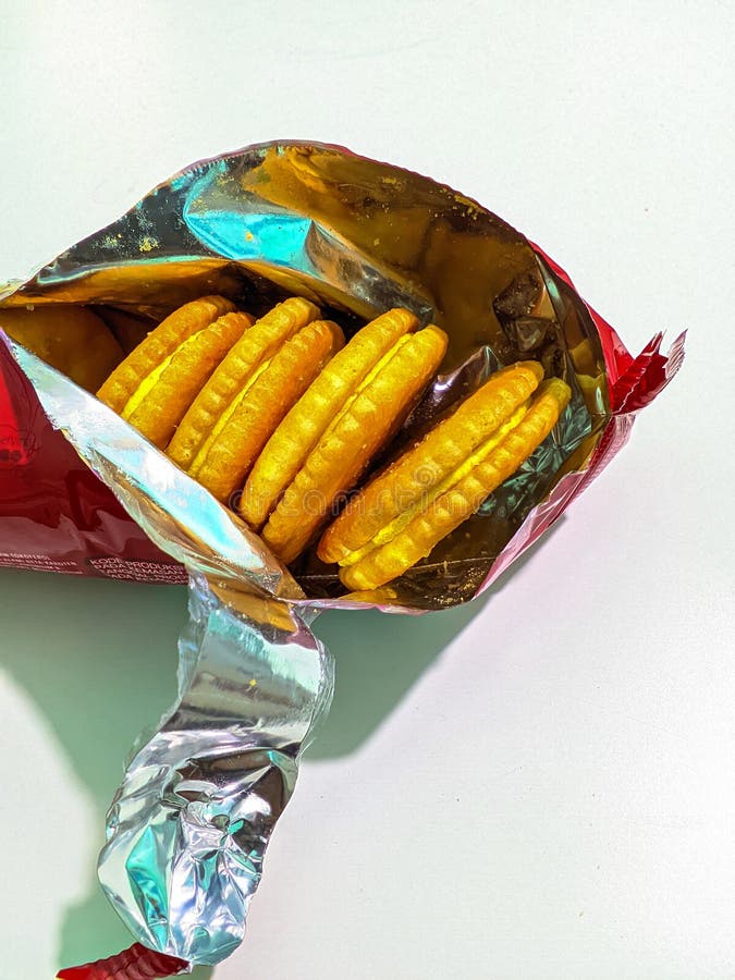 Some Cheese Layer Biscuits are Still in Their Packaging Stock Photo ...