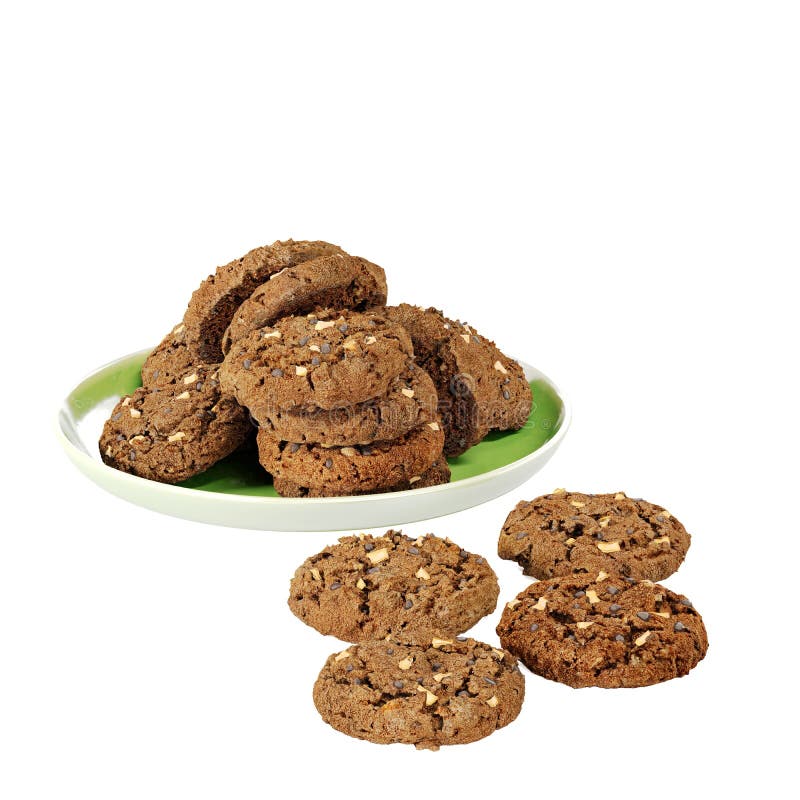 Chocolate on a Plate Isolated on White Stock Photo - Image of cookie ...