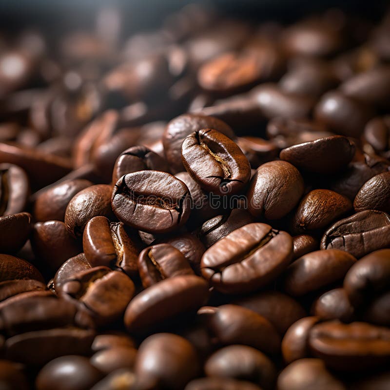 Close-up of Coffee Beans Generated by Artificial Intelligence Stock ...