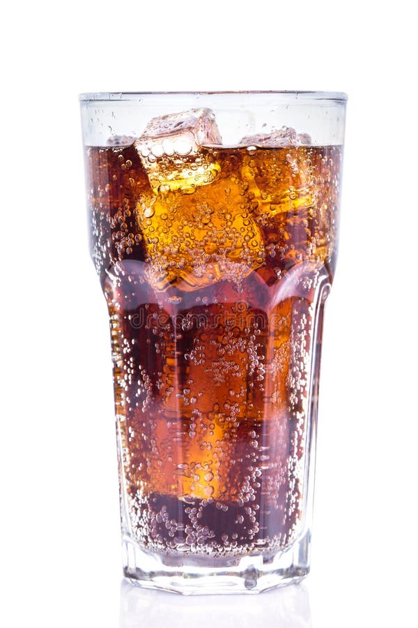 Cola in Glass with Ice Isolated on White Background . Stock Photo ...