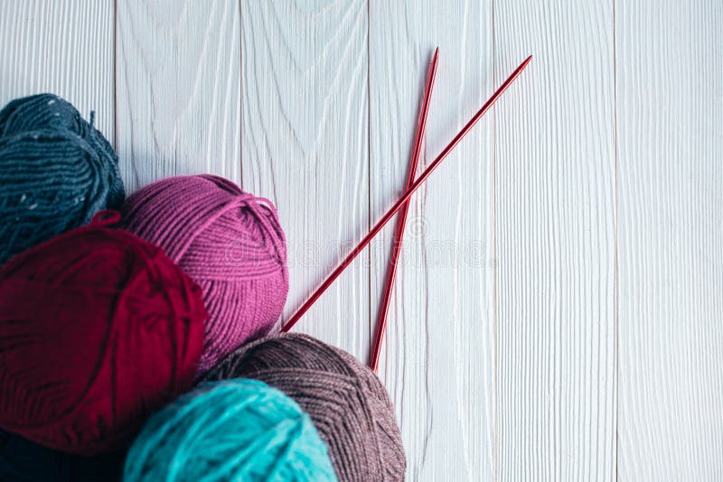 Some Colored Wool Balls on the Table Stock Photo - Image of creative ...
