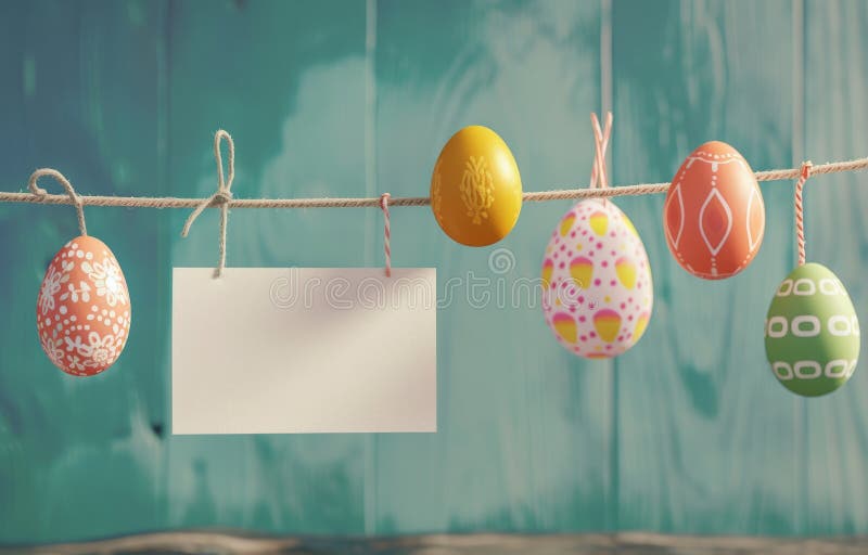 Easter Eggs Blank Note Hanging String Stock Photos - Free & Royalty ...