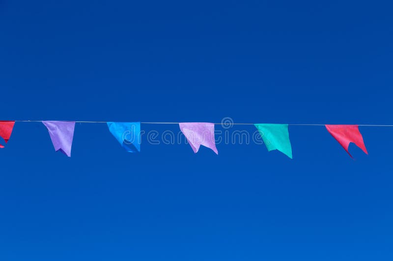 A String with Colorful Streamers Hanging. Stock Photo - Image of ...