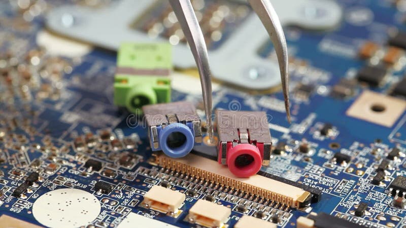 Audio Jack Plugged into Sound Device Line in. Stock Video - Video of ...