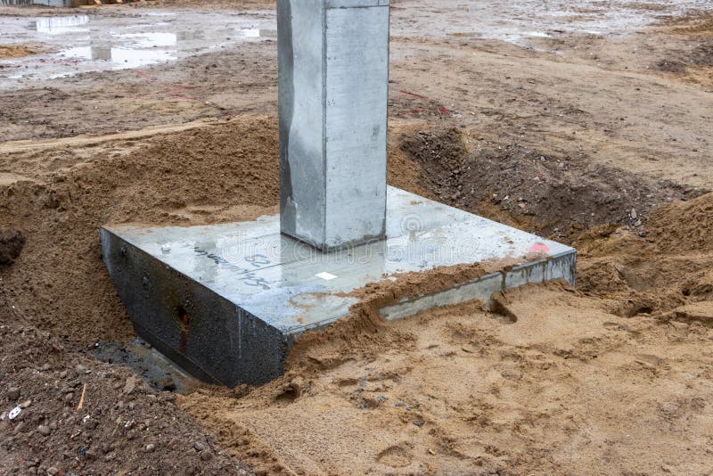 Some Concrete Columns for a Factory Building are Erected on a Large ...