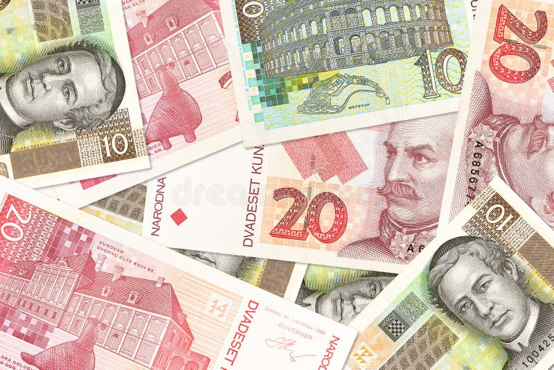 Some Croatian Kuna Bank Notes Mixed on the Table Stock Photo - Image of ...
