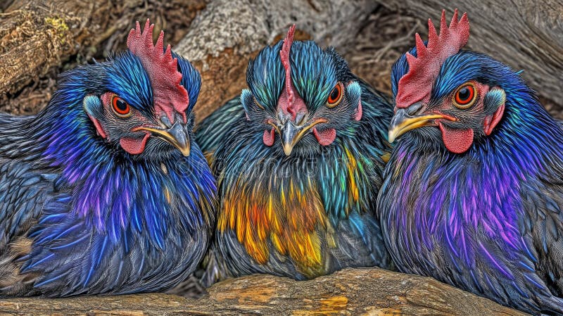 Some Curious Red Chickens are Looking at the Camera with Humorous Faces ...