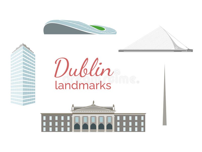 Some Dublin landmarks 2 stock vector. Illustration of text - 278798111