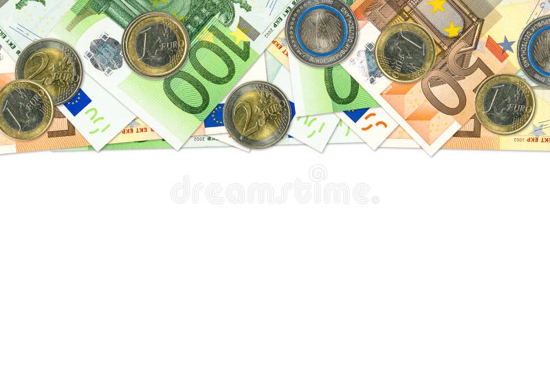 Some 50 and 100 Euro Bank Notes and Coins Stock Photo - Image of copy ...