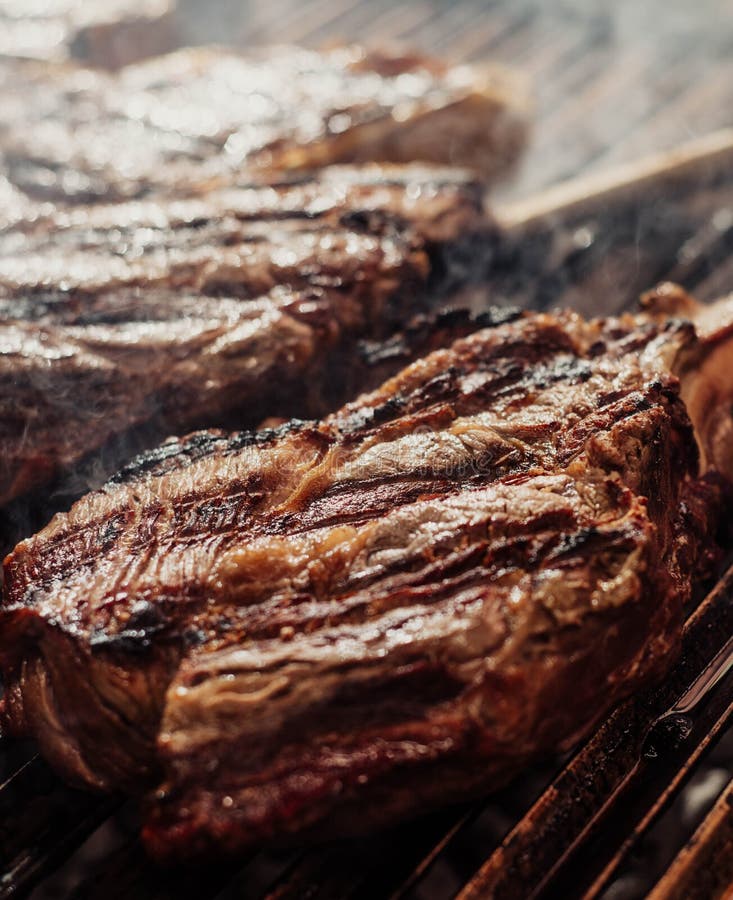 Excellent Pieces of Argentinian Beef on a Charcoal Grill Stock Image ...