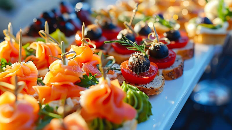 Some Finger Food on a Table. Party Buffet Stock Illustration ...