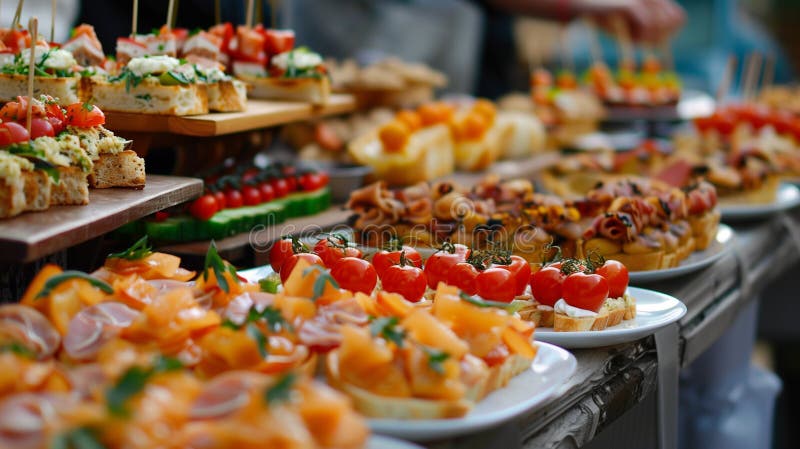 Some Finger Food on a Table. Party Buffet Stock Illustration ...