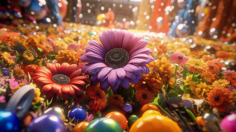 Some Flowers with Bright Colors in the Middle, in the Style of Unreal ...