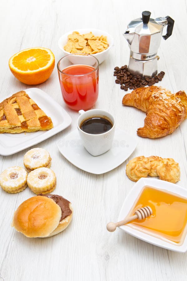 Some Food for Breakfast on the Table Stock Image - Image of dessert ...