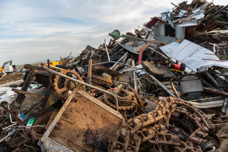 Gears, Chains and Other Metal Waste in a Scrap Yard Stock Image - Image ...