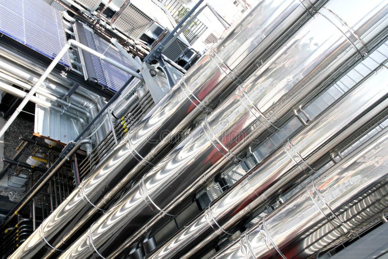 Industrial Stainless Steel Pipe Work Stock Image - Image of milk, clean ...