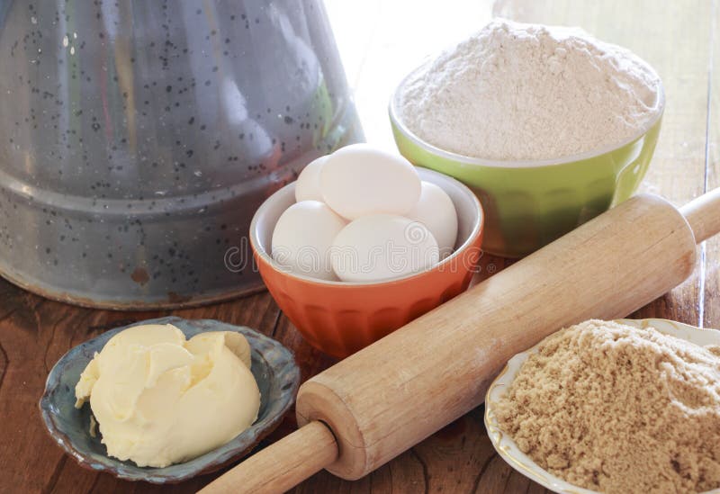 Some Ingredients for Baking Stock Photo - Image of wood, pastry: 56625100