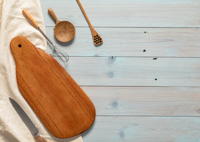 Some Kitchen Tools are Laid Out on a Wooden Tabletop. Kitchen Props ...