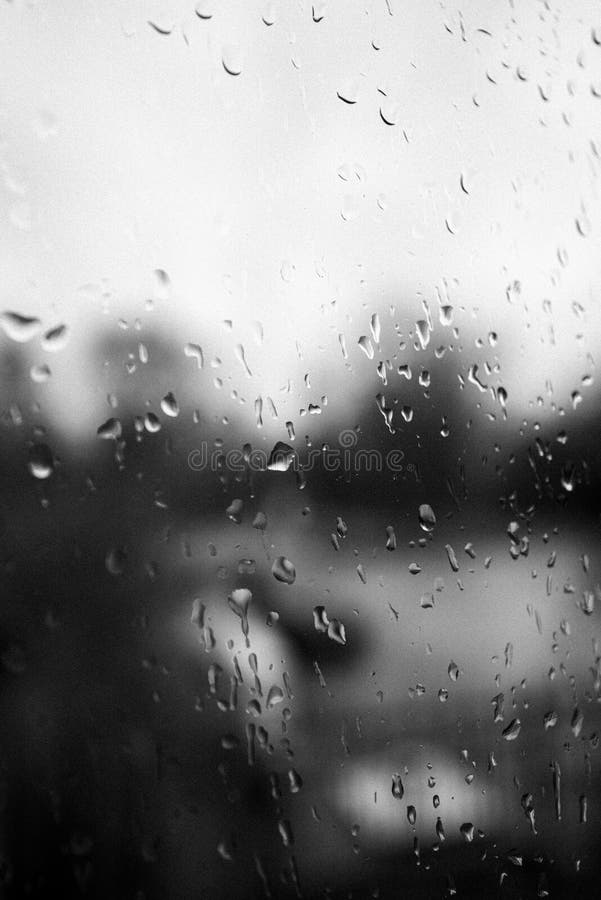 Large Raindrops on the Window Glass, Rainy Weather Stock Photo - Image ...