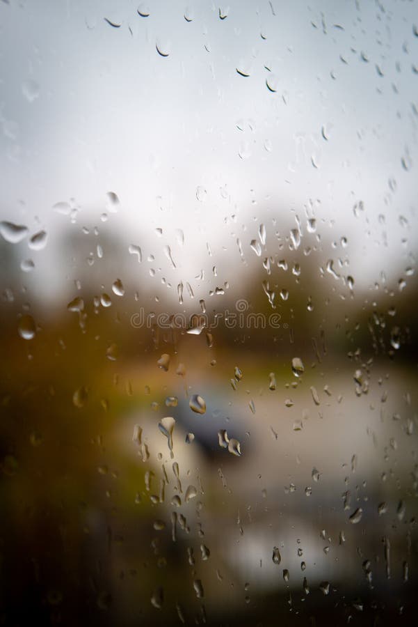Some Large Raindrops are on a Window Pane Stock Image - Image of ...