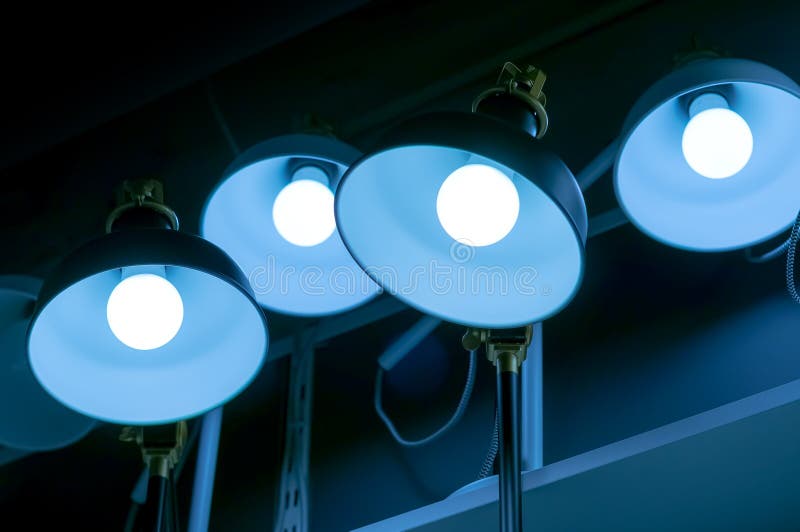 Some Led Lamps Blue Light Science and Technology Background Stock Photo ...