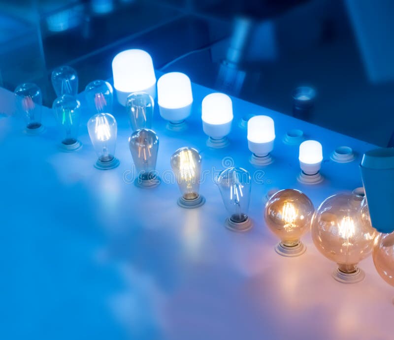 Some Led Lamps Blue Light Science and Technology Background Stock Image ...